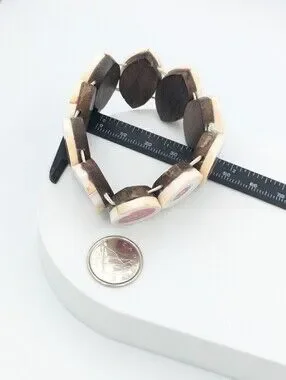 Jewelry | Stretch Bracelet Natural Shells With Vibrant Red Inlays Back ...